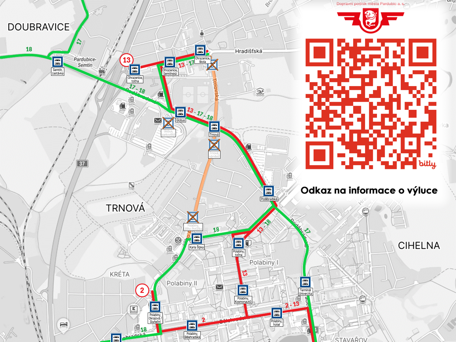 Schéma sítě MHD Pardubice | Dopravní podnik města Pardubic a.s.